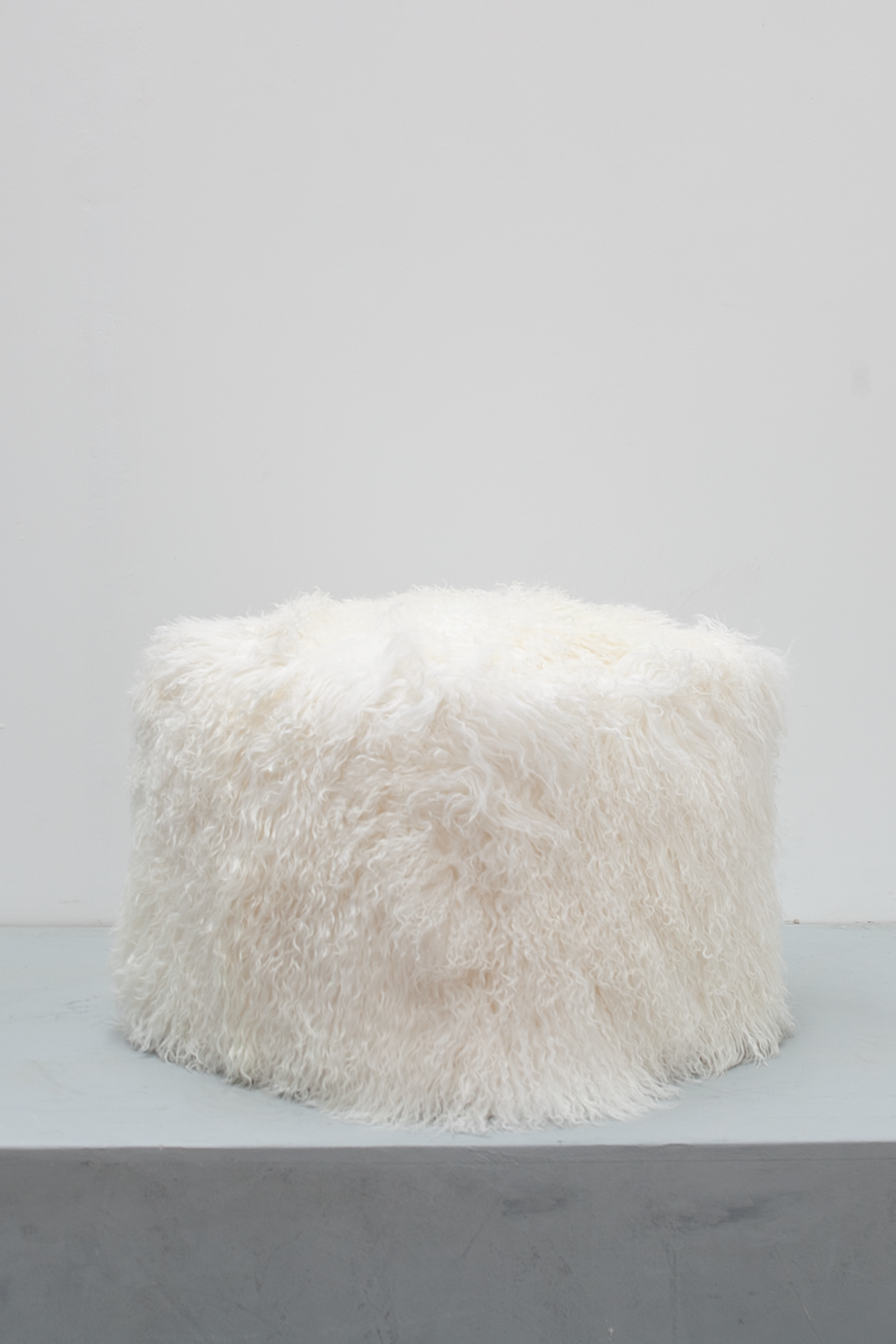Mongolian Sheepskin Ottoman, White – CCSS TM